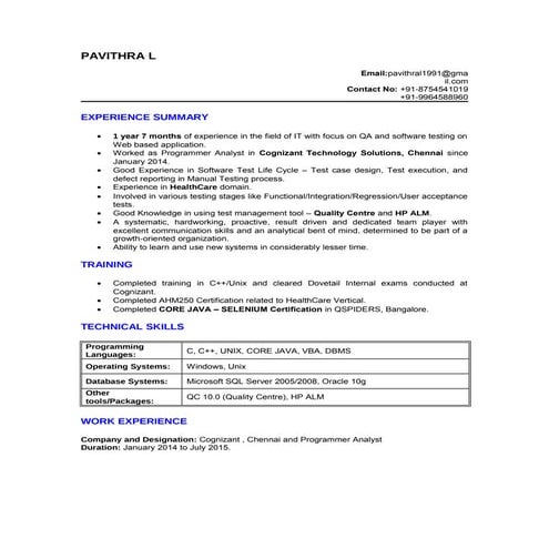 CurriculumVitae_Pavithra | DOC