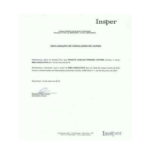 Conclusão MBA Insper | DOCX