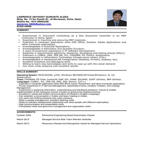 Lawrence_Anthony_Aldea_CV - NOV'16 | PDF | Operating Systems | Computer ...