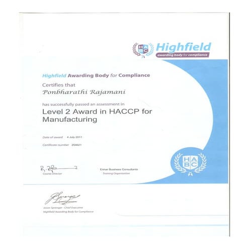 HACCP Certificate | PDF