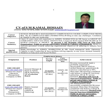 CV of S M KAMAL HOSSAIN 15.7.16
