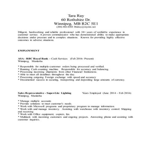 Tara Ray's Resume | DOCX
