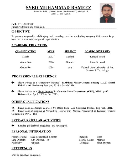 C.V of Mohd Siraj Uddin | PDF