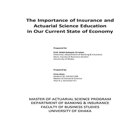 The importance of Insurance and Actuarial Science education in our ...