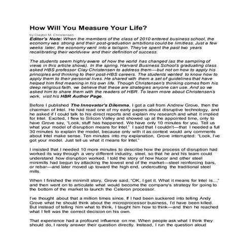 How Will You Measure Your Life | DOCX