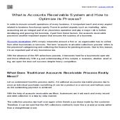 What is Accounts Receivable System and How to Optimize its Process? | PDF