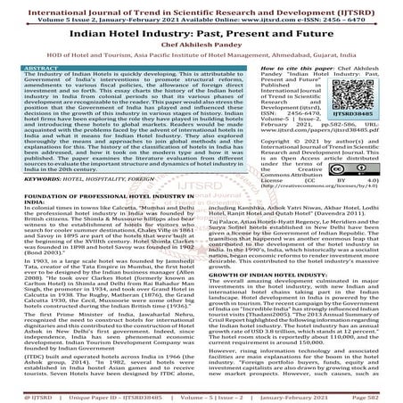 Indian Hotel Industry Past, Present and Future | PDF | Asia Travel ...