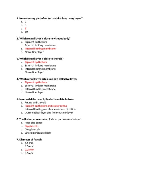 118 ophthalmology Questions & Answers - MCQ | PDF