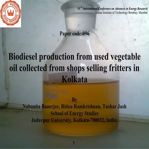 Biodiesel made from used cooking oil | PPTX