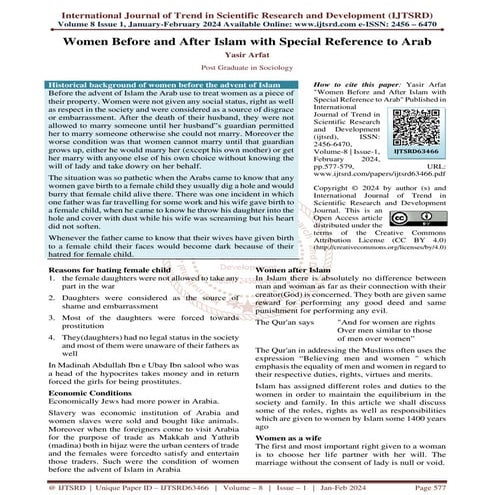 Women Before and After Islam with Special Reference to Arab | PDF