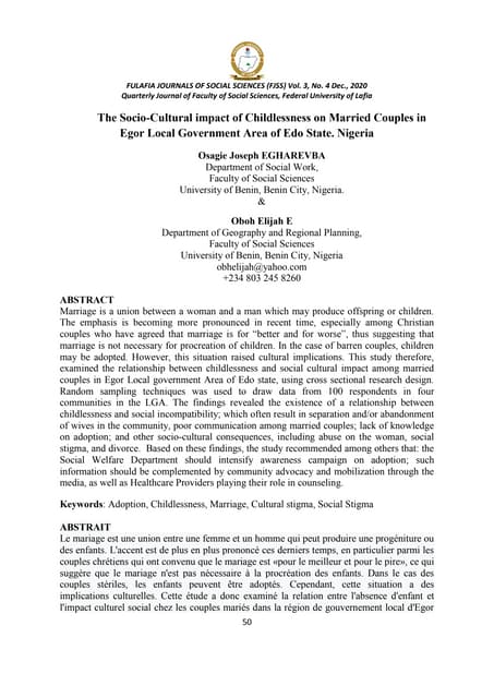 Socio –Cultural Norms and Their Influence on the Practice of Child ...