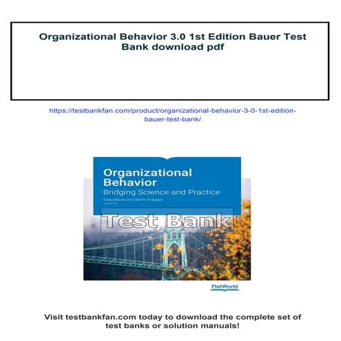 Organizational Behavior 3.0 1st Edition Bauer Test Bank | PDF