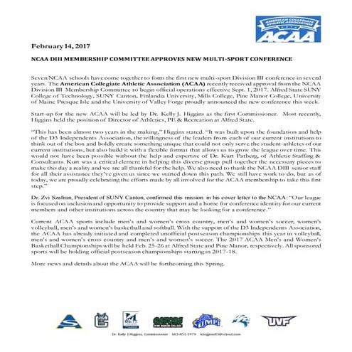 ACAA Formation Press Release 2 14 17 Final | DOCX