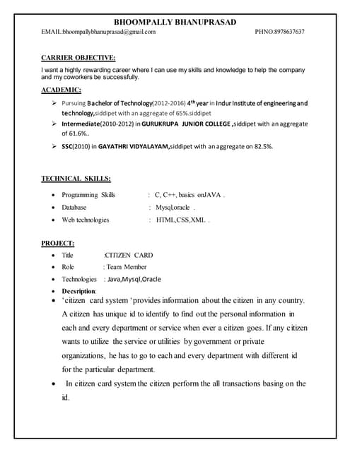 Resume(Manju) | PDF