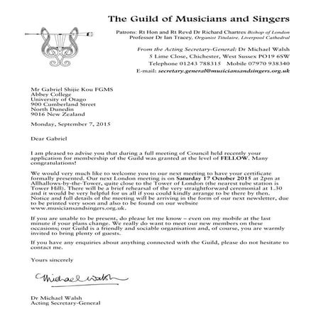 GMS Council welcoming you as a Fellow af the Guild 07-09-2015 | PDF