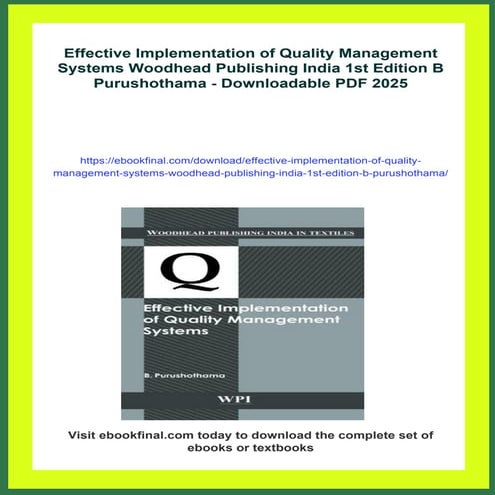 Effective Implementation of Quality Management Systems Woodhead ...