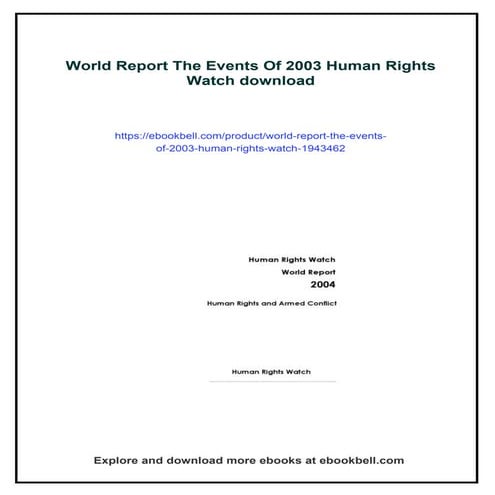 World Report The Events Of 2003 Human Rights Watch | PDF