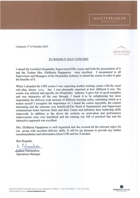 Four Seasons Hotel Testimonial | PDF