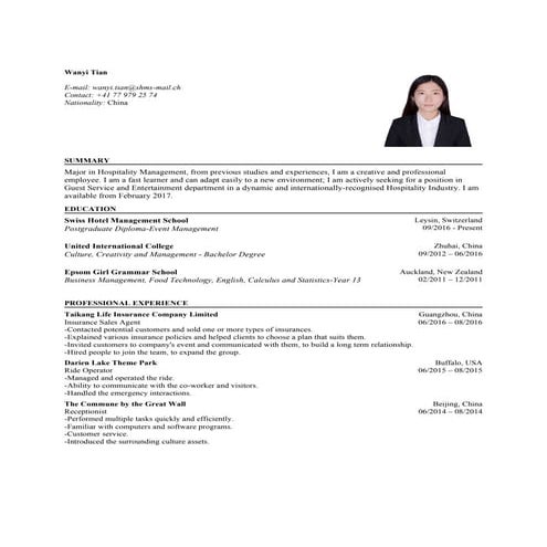 Resume-Hotel | PDF