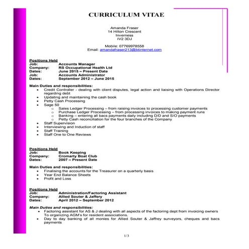 Amanda Fraser CV | PDF