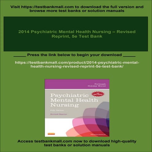 2014 Psychiatric Mental Health Nursing – Revised Reprint, 5e Test Bank ...