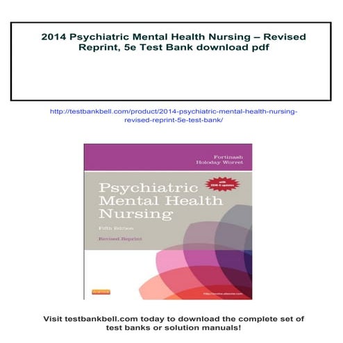 2014 Psychiatric Mental Health Nursing – Revised Reprint, 5e Test Bank ...