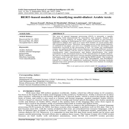 BERT-based models for classifying multi-dialect Arabic texts | PDF