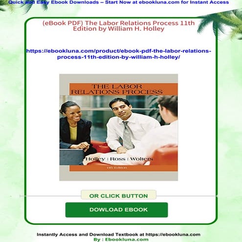 (eBook PDF) The Labor Relations Process 11th Edition by William H. Holley | PDF