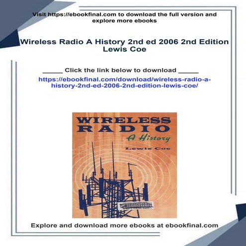 Wireless Radio A History 2nd ed 2006 2nd Edition Lewis Coe | PDF