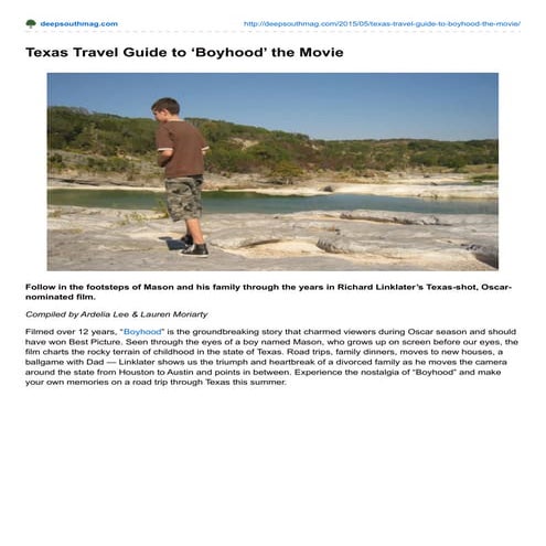 deepsouthmag.com-Texas Travel Guide to Boyhood the Movie | PDF