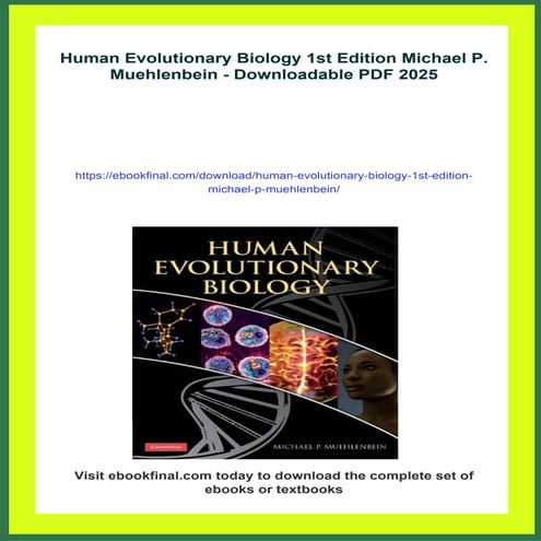 Human Evolutionary Biology 1st Edition Michael P. Muehlenbein | PDF