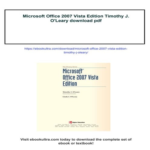 Microsoft Office 2007 Vista Edition Timothy J. O'Leary | PDF