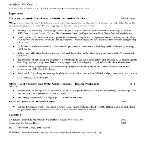 A. Quinn Resume | PDF