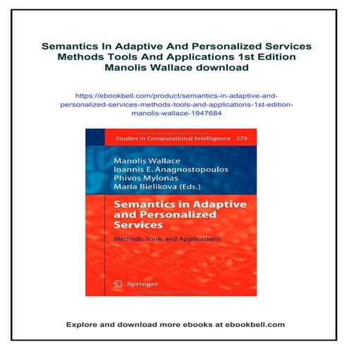 Semantics In Adaptive And Personalized Services Methods Tools And Applications 1st Edition ...