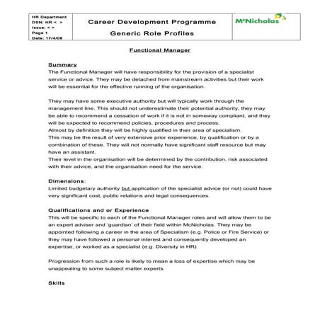 Functional Manager | DOC