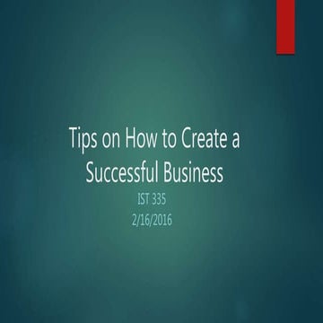 Tips on How to Create a Successful Business-1 | PPTX