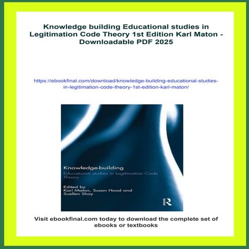 Knowledge building Educational studies in Legitimation Code Theory 1st ...