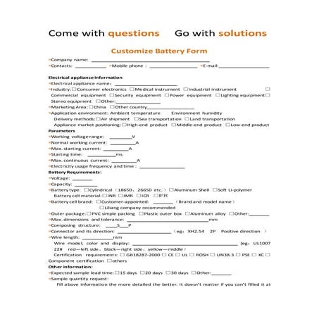 Customize battery form | DOCX