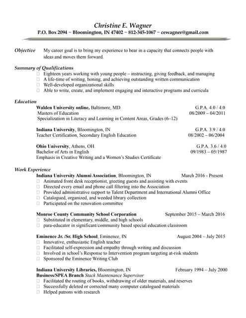 Teacher's Resume | PDF