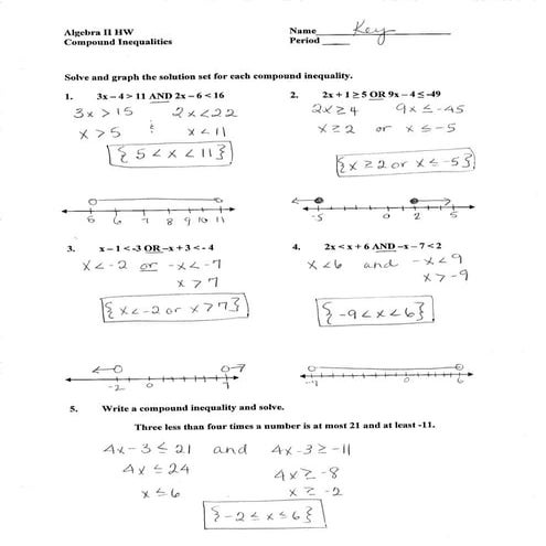 1-13 Inequalities HW Key | PDF