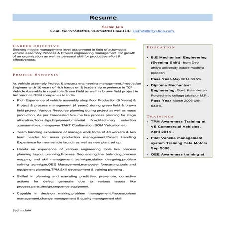 Resume1 (2).doc0305 | DOC | Automotive Industry | Industries