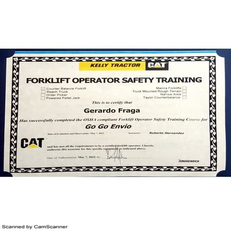 Forklift Certification Template