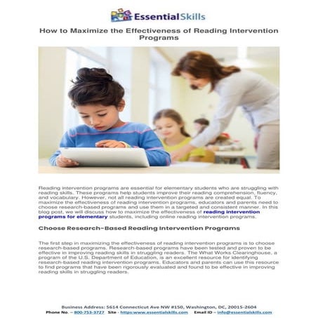 How to Maximize the Effectiveness of Reading Intervention Programs | PDF