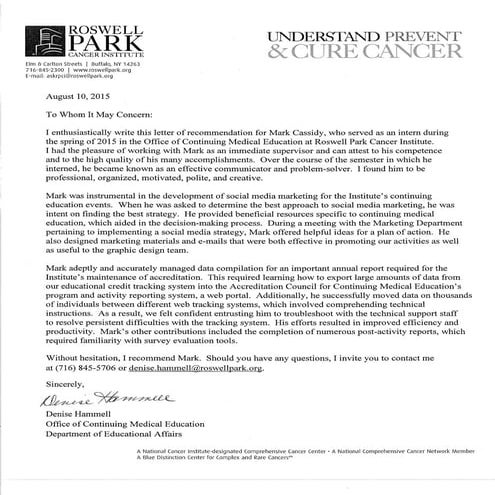 Cassidy recommendation letter | PDF