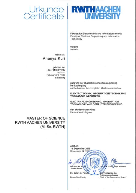 Aru_Master's Degree Certificate | PDF