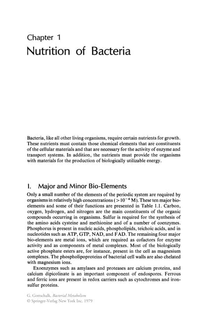 Nutrition Requirement of Bacteria | PPTX | Chemistry | Science