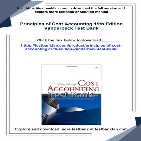 Principles of Cost Accounting 15th Edition Vanderbeck Test Bank | PDF