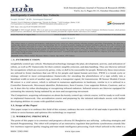 Intelligently Controlled Spy Vehicle | PDF