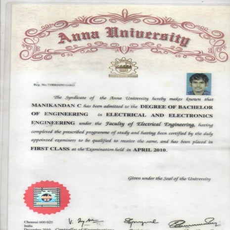 UG- CERTIFICATE- ANNA- UNIV- CHENNAI | PDF