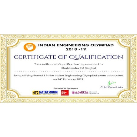 IEO 2019 Certificate - Shubhendra | PDF